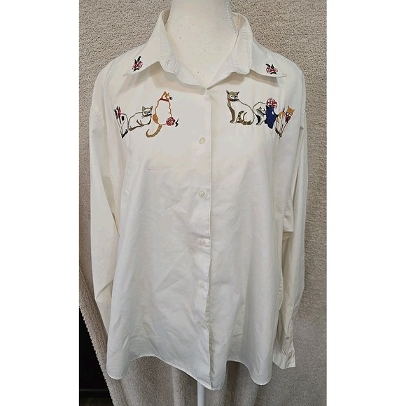 Jennifer Blair | Tops | Vintage Jennifer Blair Embroidered Cats Long ...